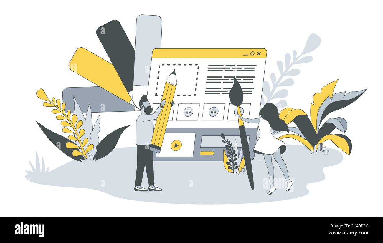 Designers agency concept in flat design with people. Man and woman ...