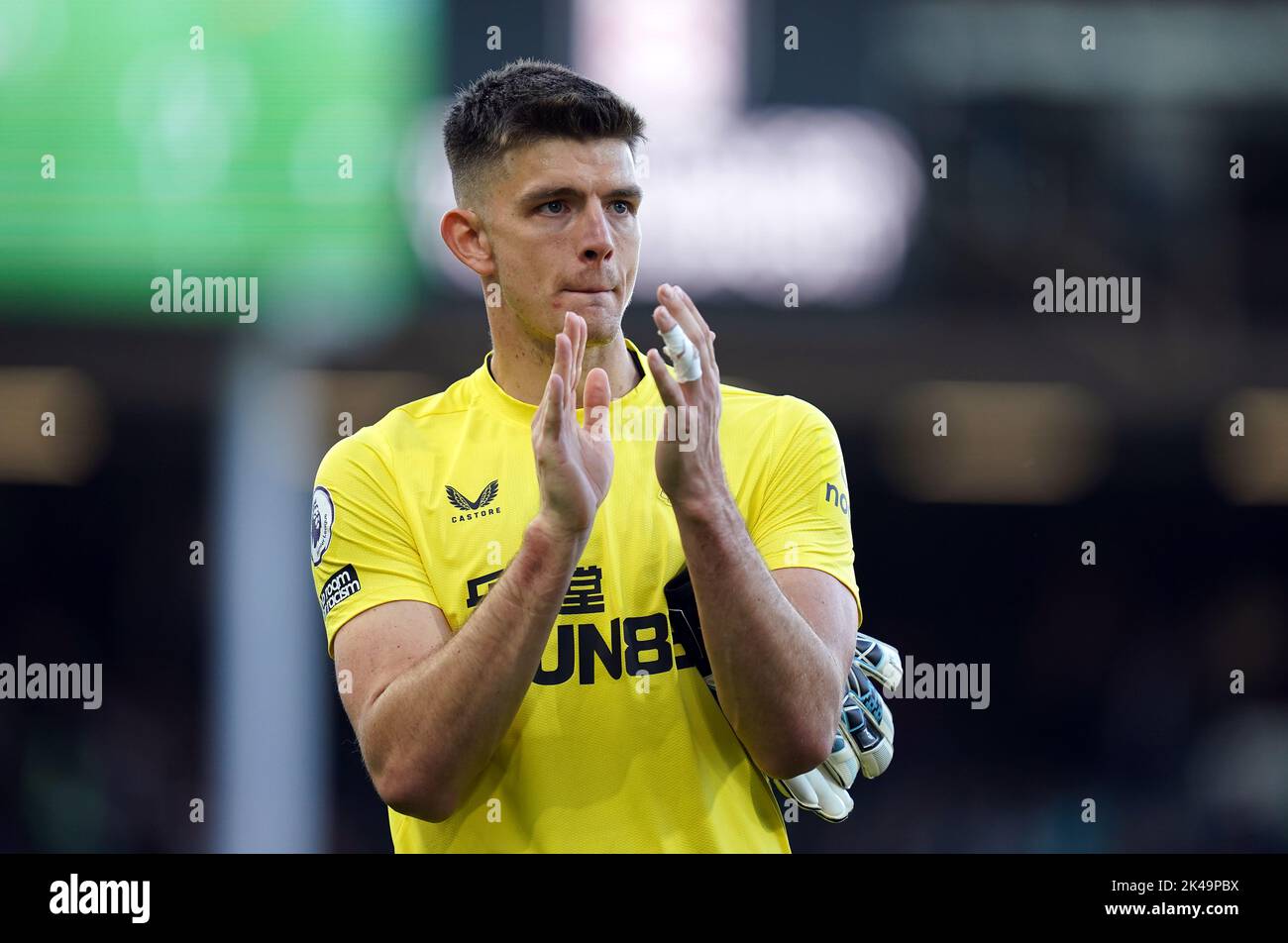 Newcastle United goalkeeper Nick Pope applauds the fans after the ...