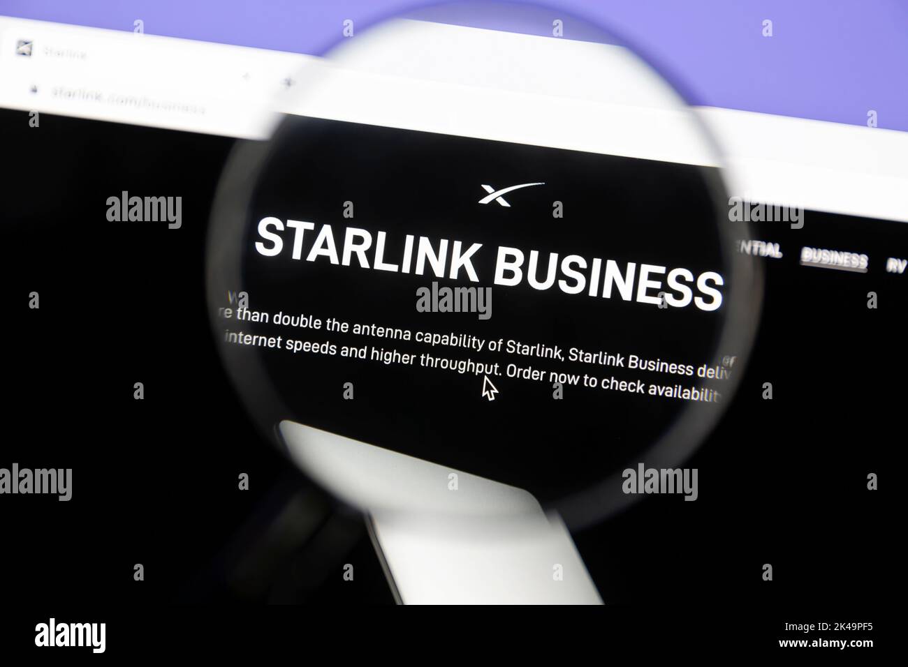Ostersund, Sweden - July 29 2022: Starlink website on a computer screen ...