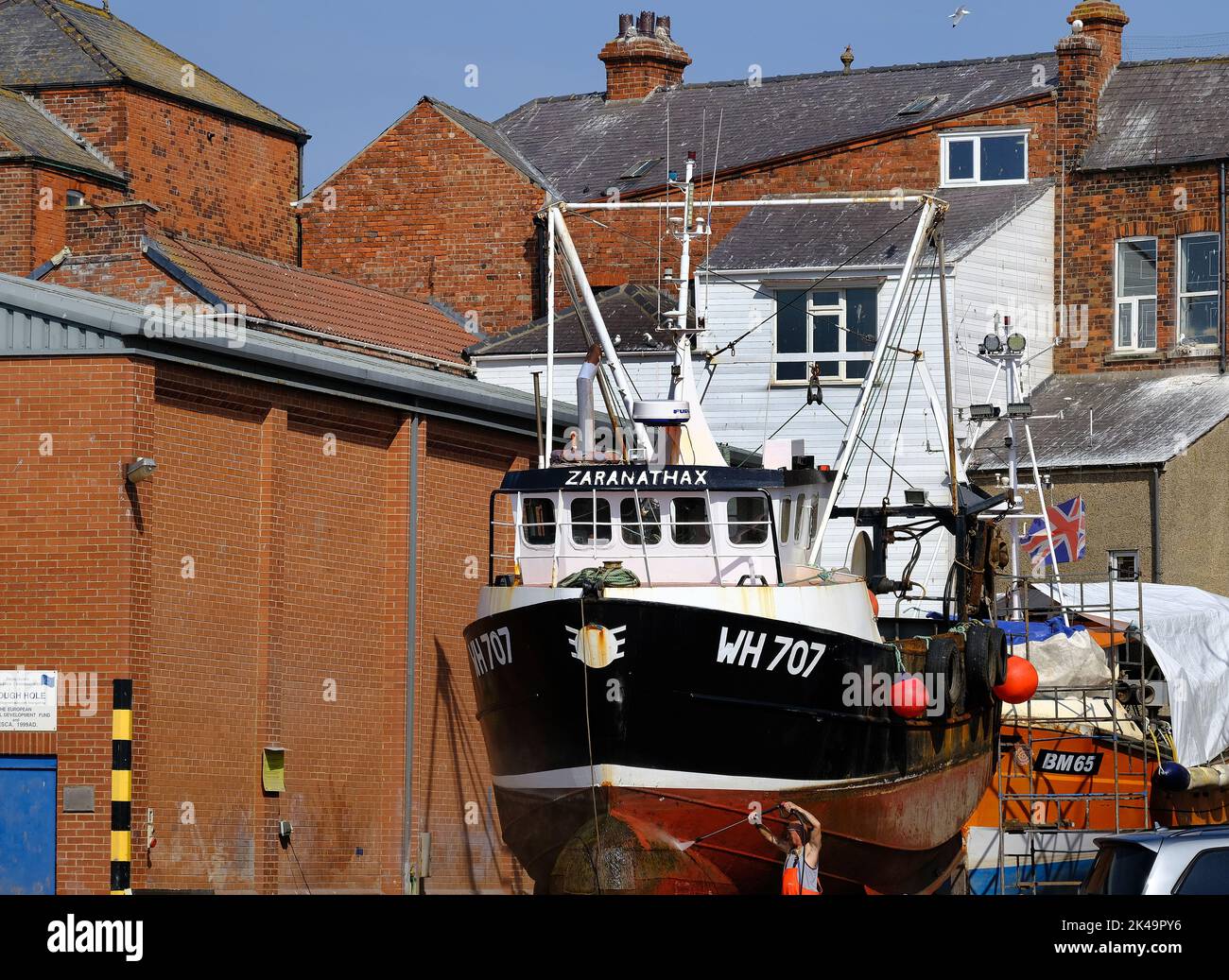 Fishing boats out of the water for repair and renovation. Bridlington ...