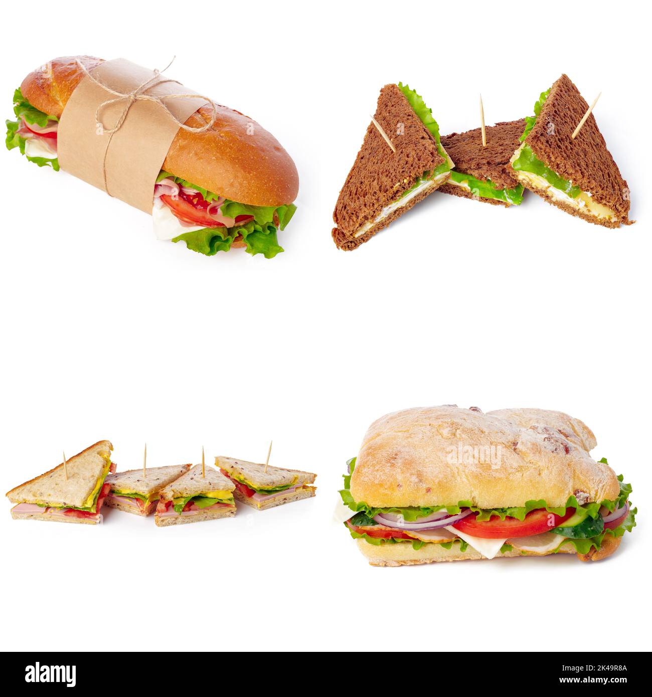 collage set desserts and snacks on a white background Stock Photo - Alamy