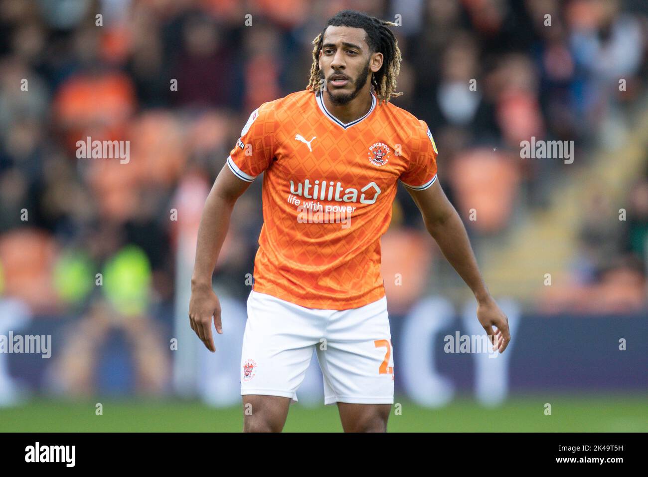 Dominic Thompson #23 of Blackpool during the Sky Bet Championship match ...