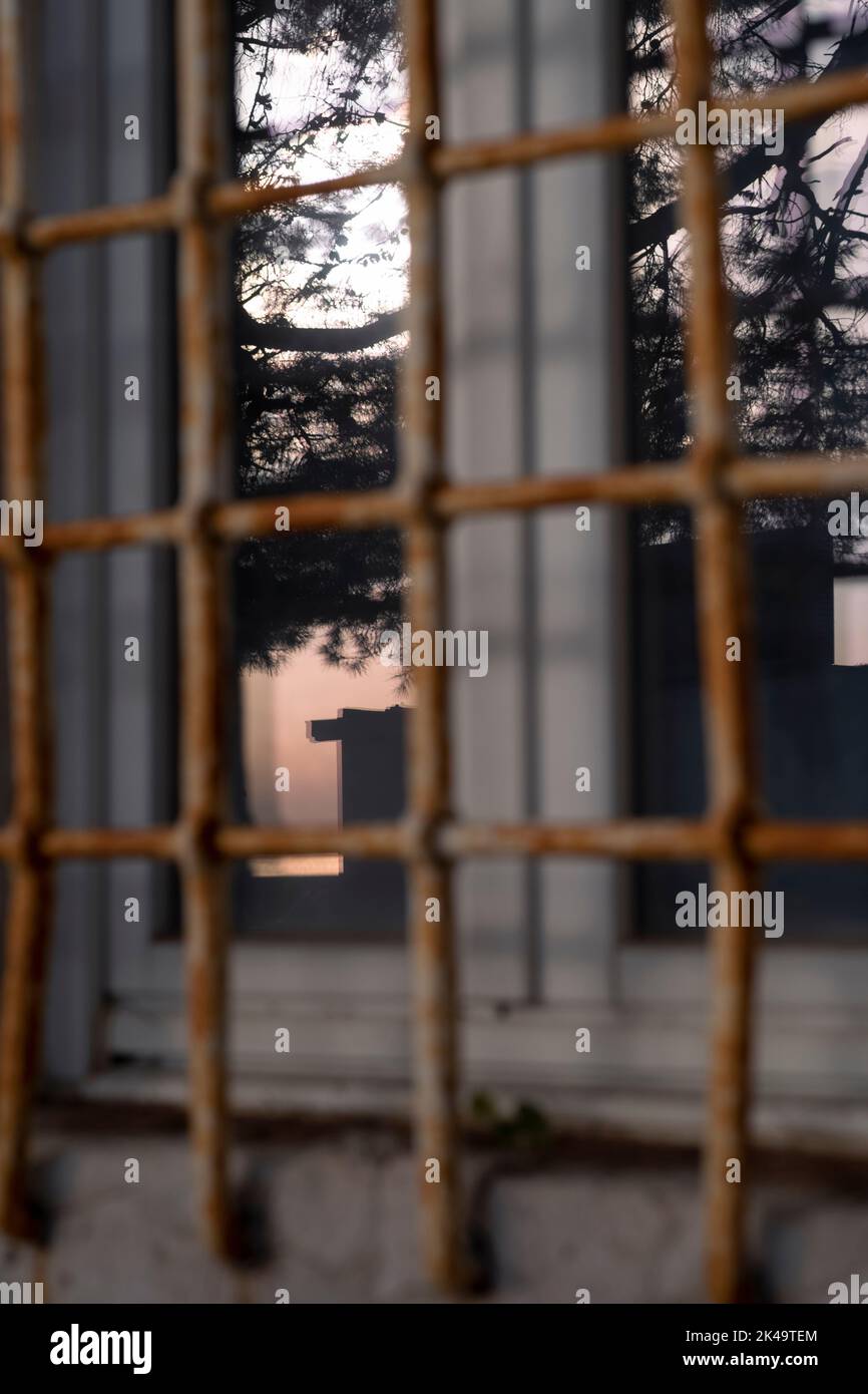 iron security bars on a window Stock Photo - Alamy