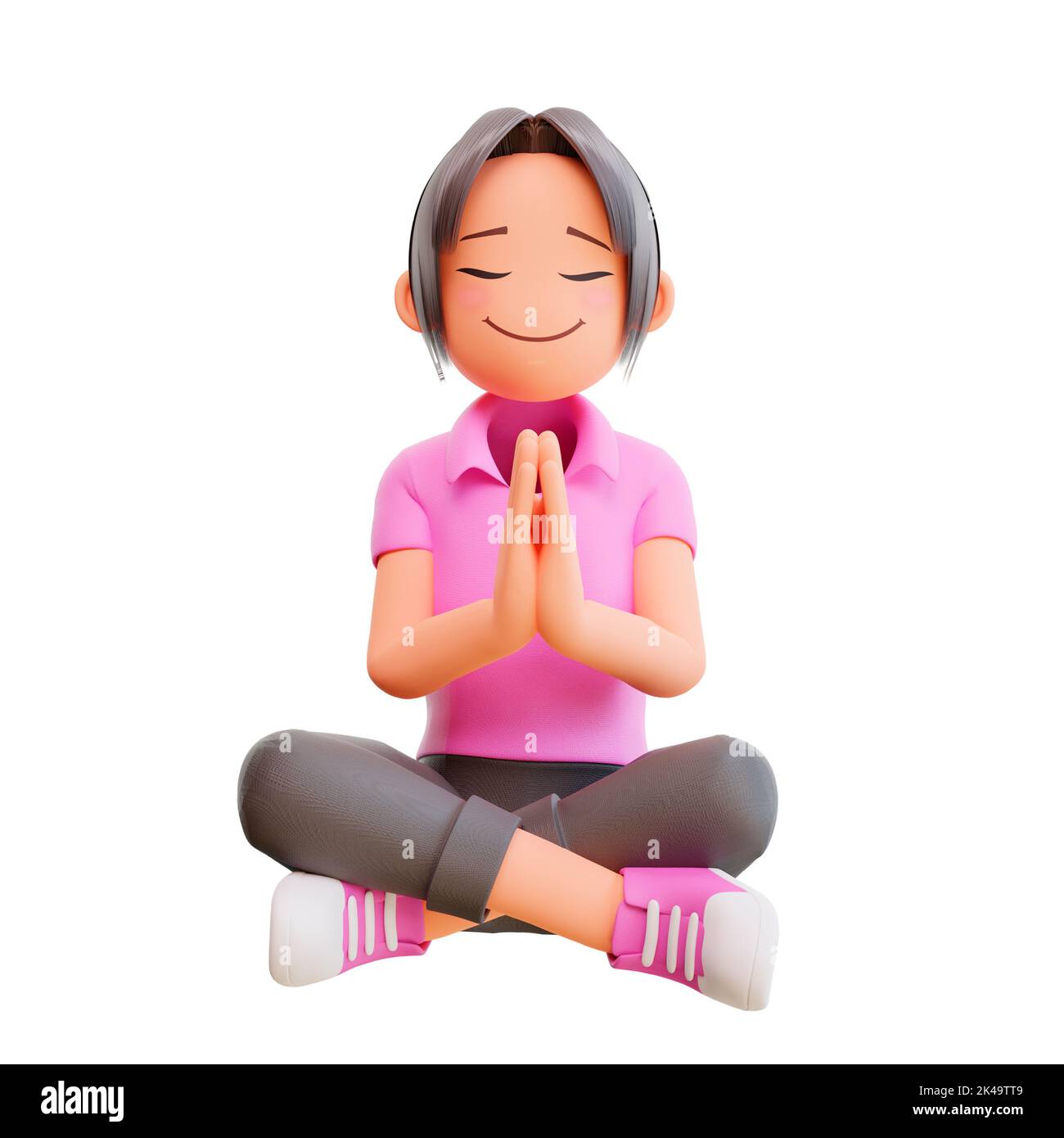 A 3D rendering of a meditating girl on a white background Stock Photo ...