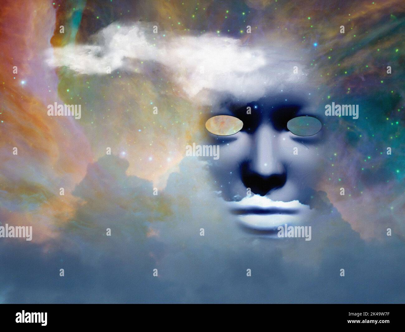 Mask with clouds in the space. 3D rendering Stock Photo - Alamy