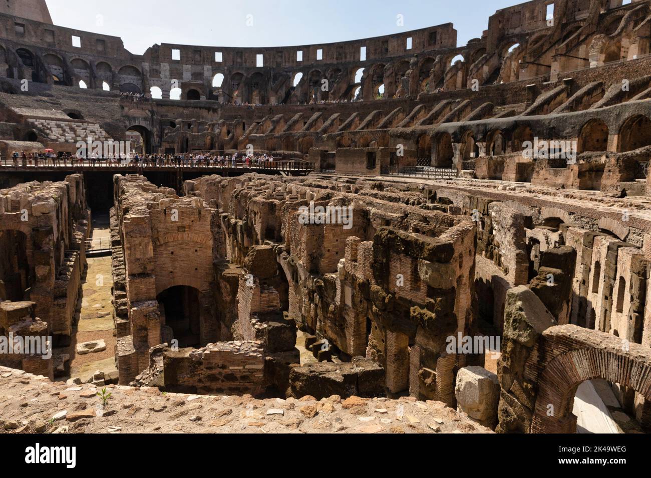 The view of the Colosseum underground ruins. Rome, Italy Stock Photo ...