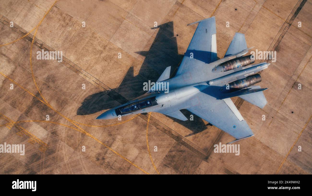 An aerial view of Sukhoi Fighter jet in Malaysia Stock Photo - Alamy