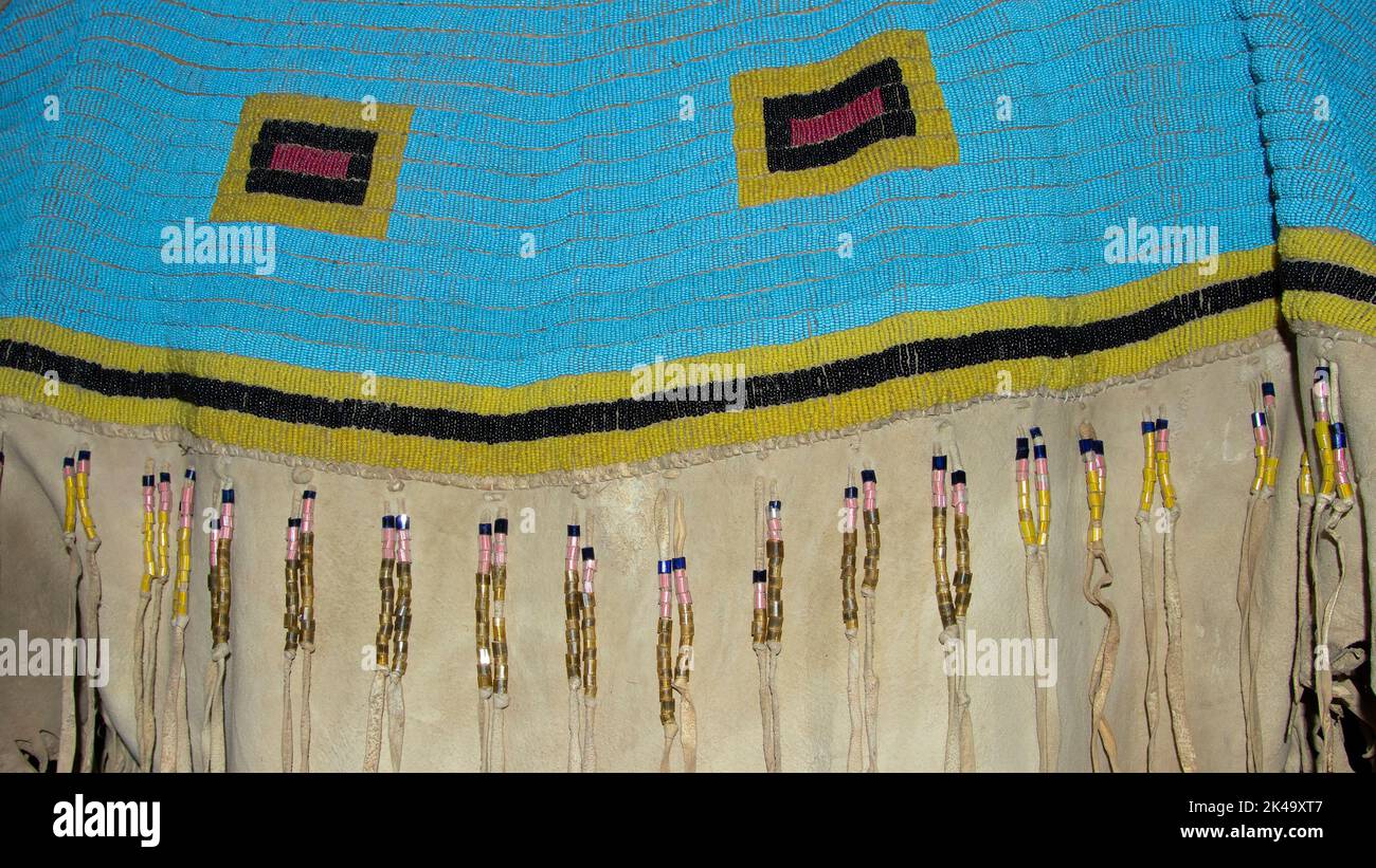 Vintage Cheyenne Indian Dress Circa 1880 Made Of Tanned Hide Glass