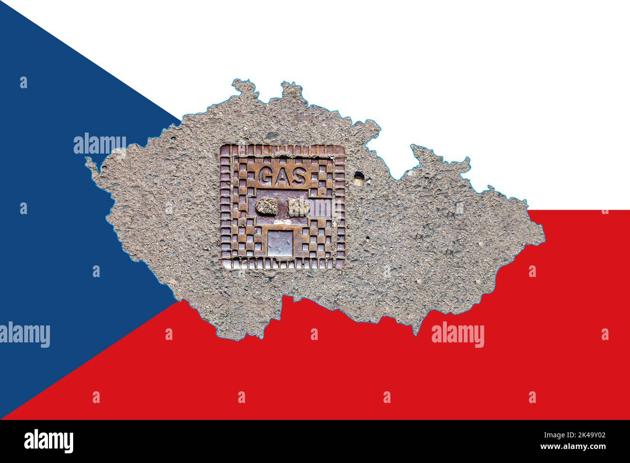 Outline map of Czech Republic with the image of the national flag ...