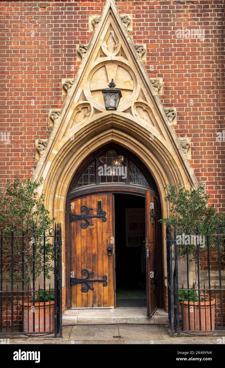 Ornamental doorway of Victorian church in Kensington, London Stock ...