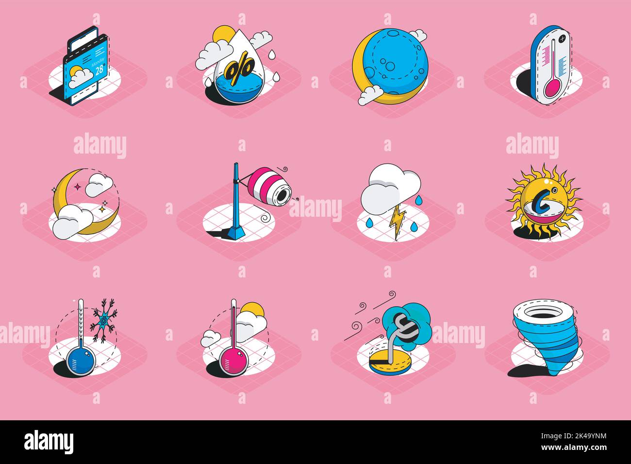 Weather forecast isometric concept Stock Vector Images - Alamy