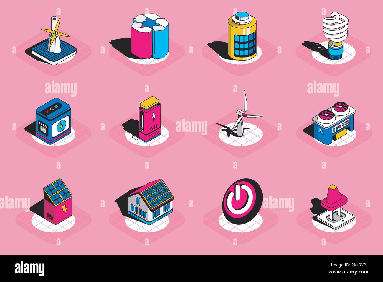 Energy and alternative sources 3d isometric icons set. Pack elements of ...