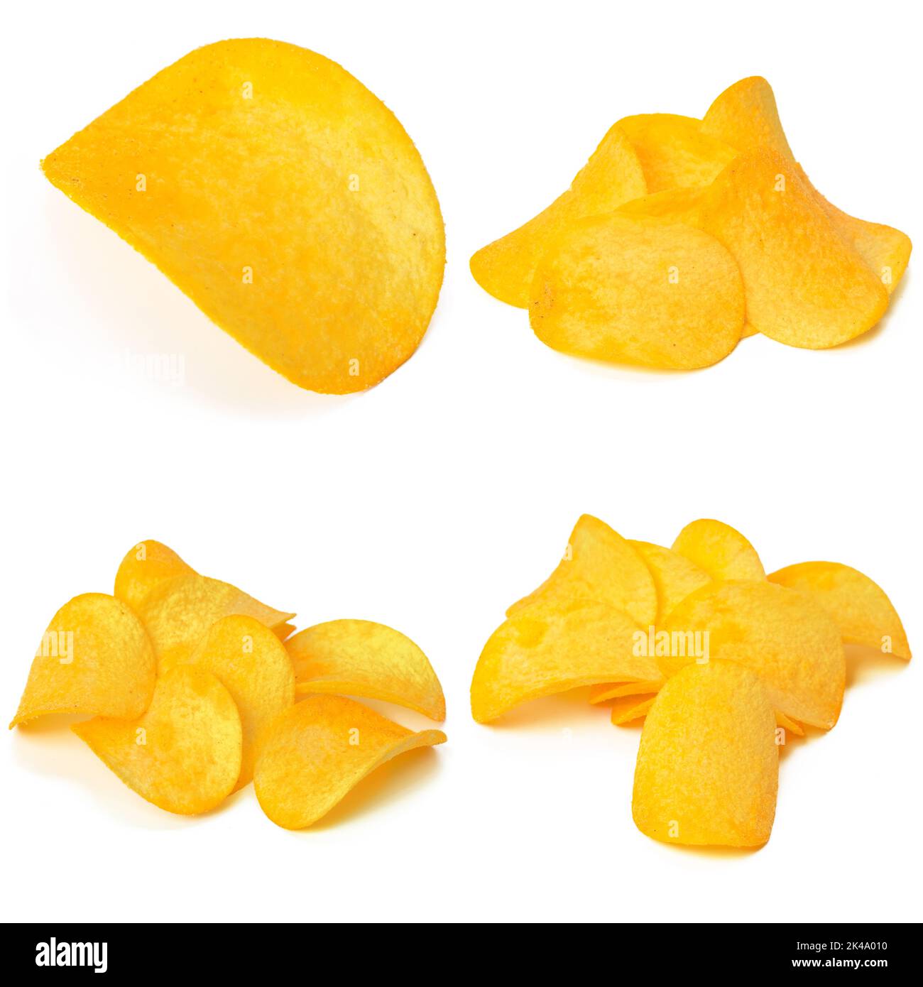 Set of potato chips close-up on an isolated white background Stock ...