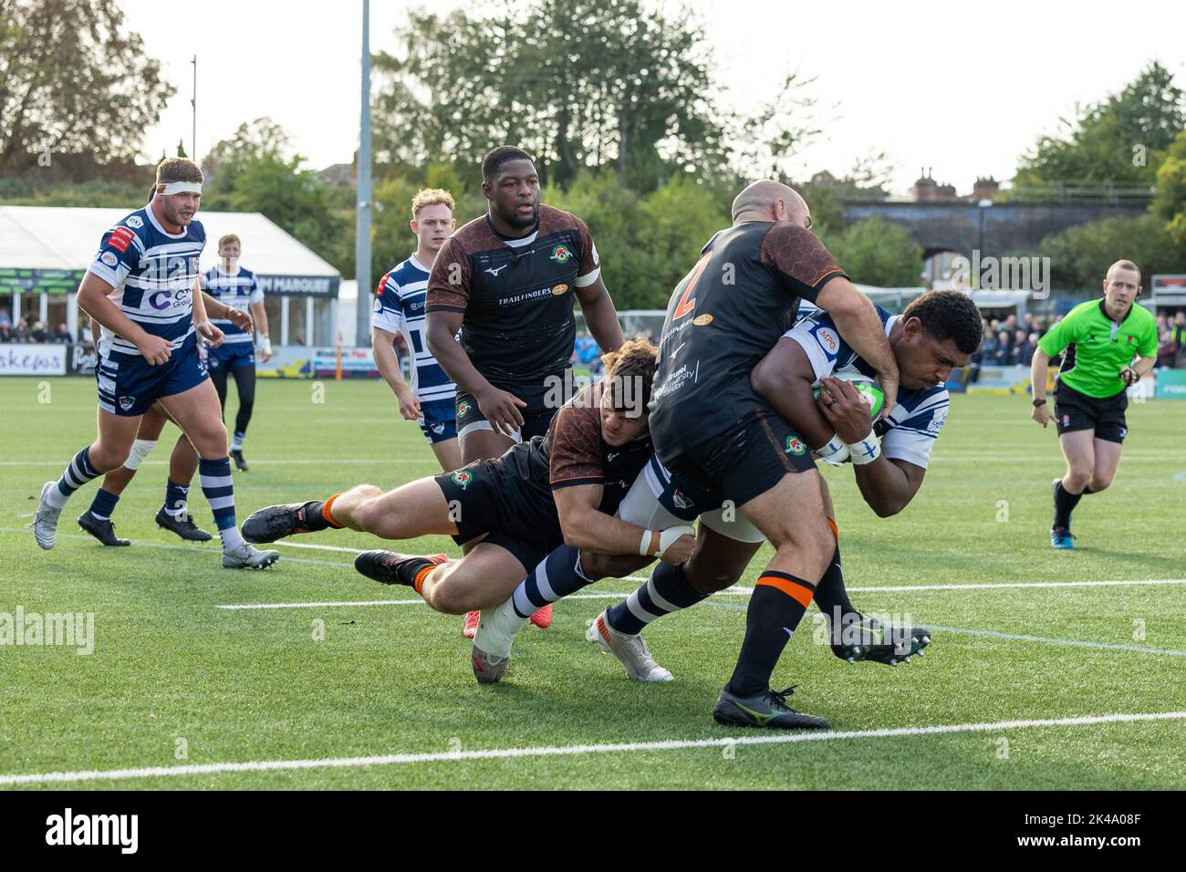 Senitiki Nayalo of Coventry Rugby scores a try during the The ...