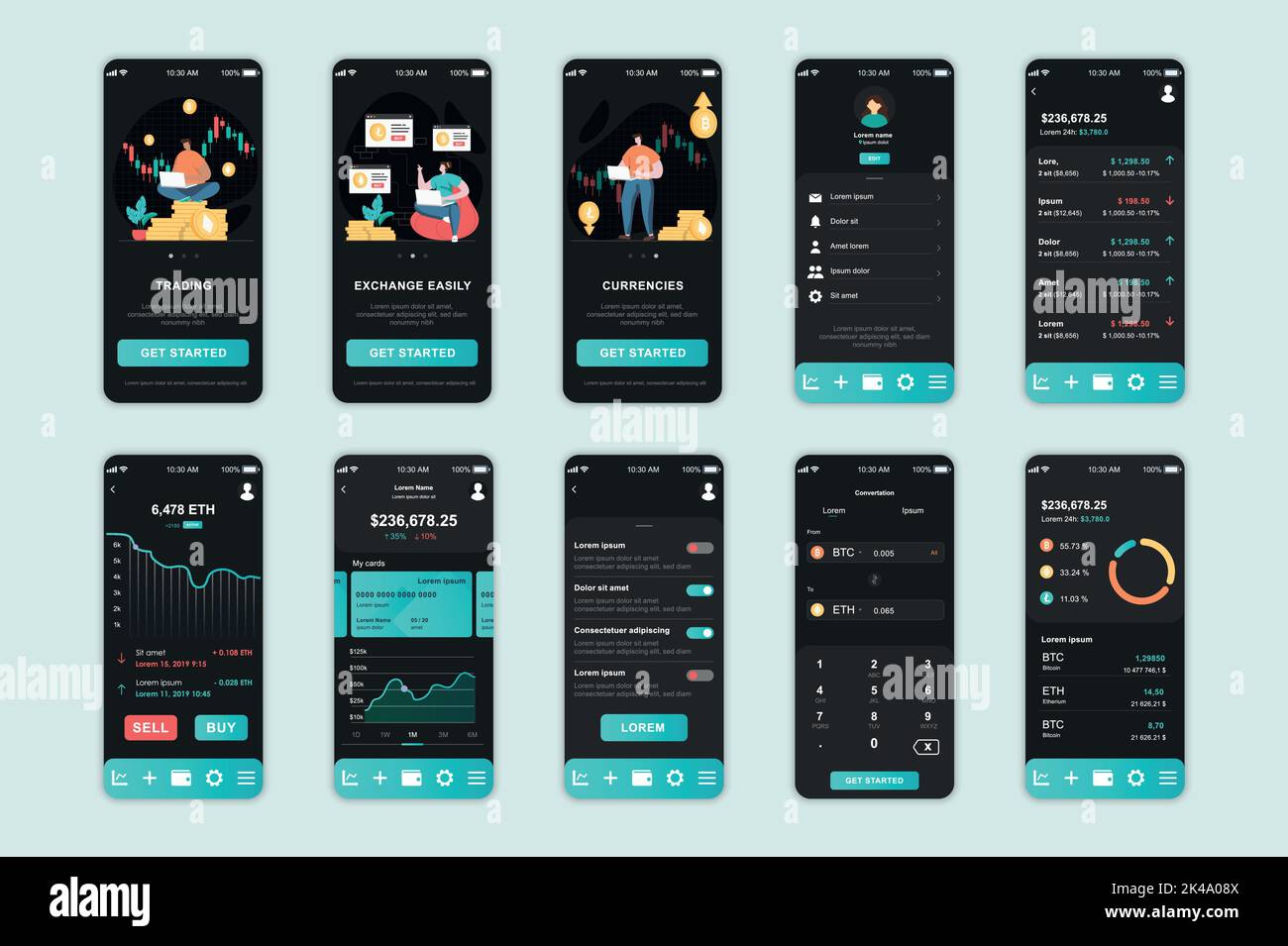 Crypto exchange concept screens set for mobile app template. People ... Crypto exchange concept screens set for mobile app template. People ...