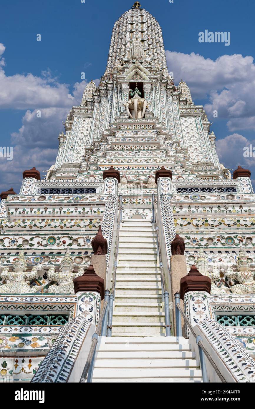 Bangkok, Thailand. Wat Arun Looking Upwards toward Indra Riding on his ...