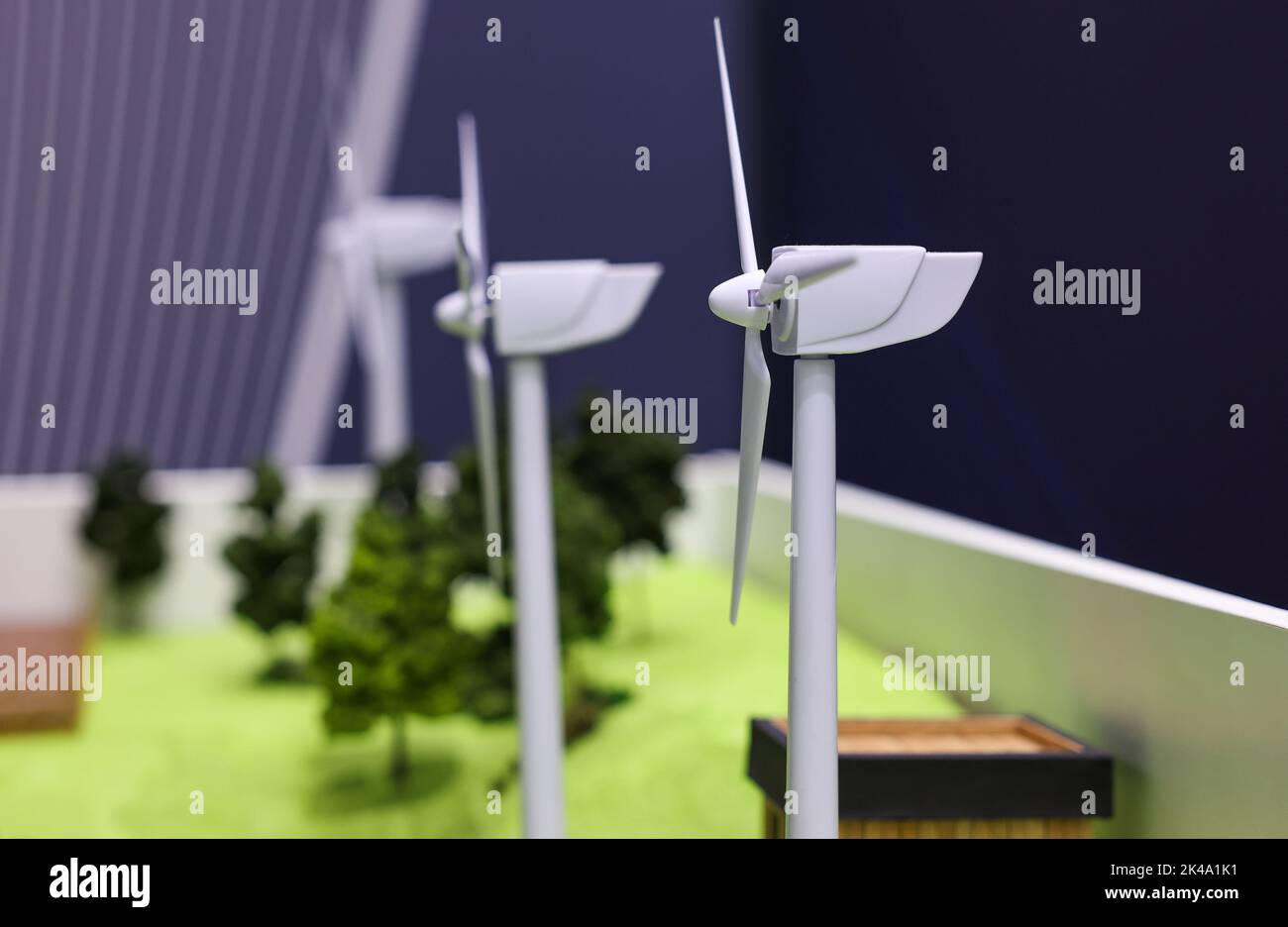 Windmills on the layout of a small wind farm Stock Photo - Alamy