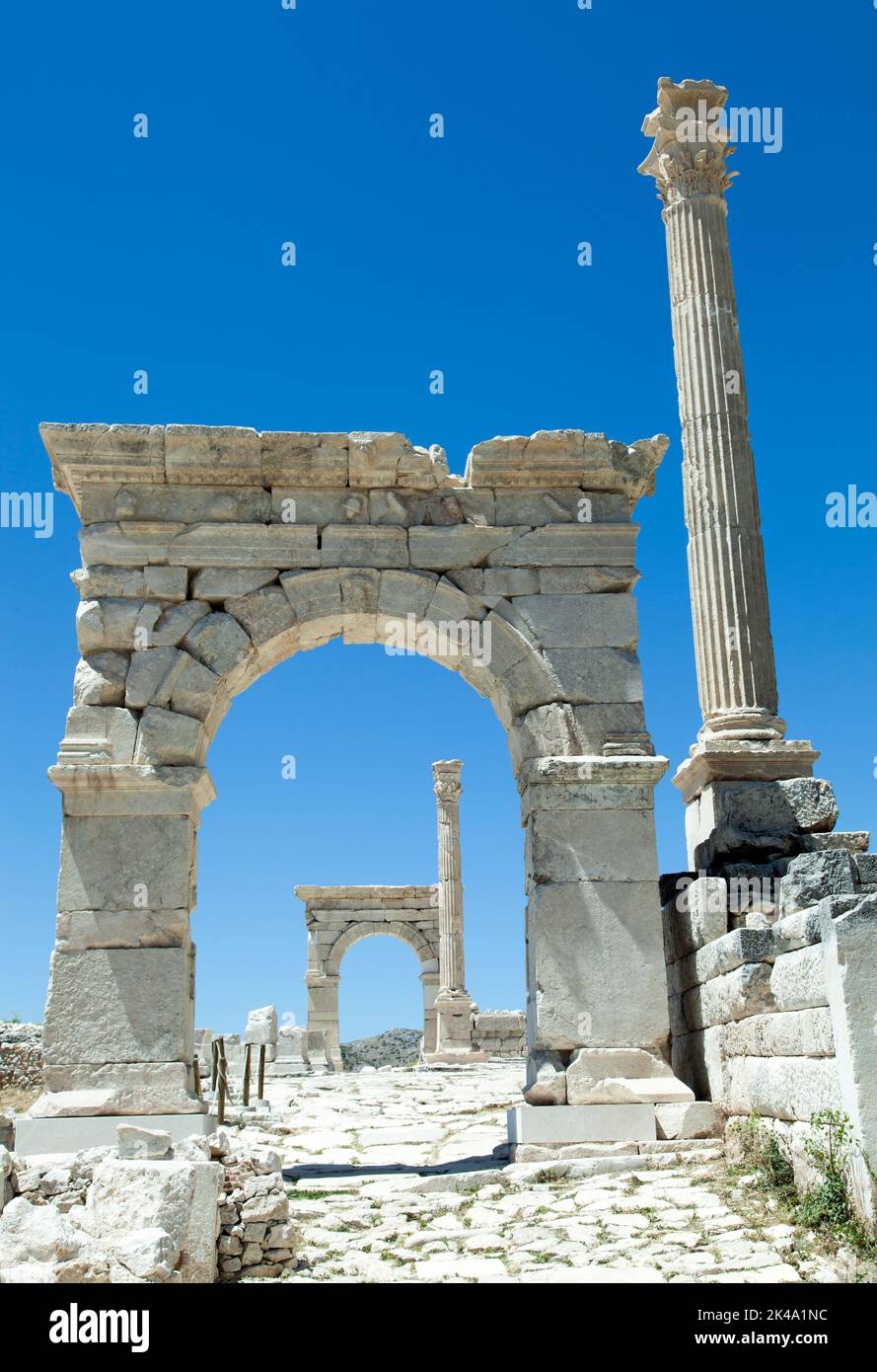 The street with two triumphal arches in Sagalassos ancient Greek city ...