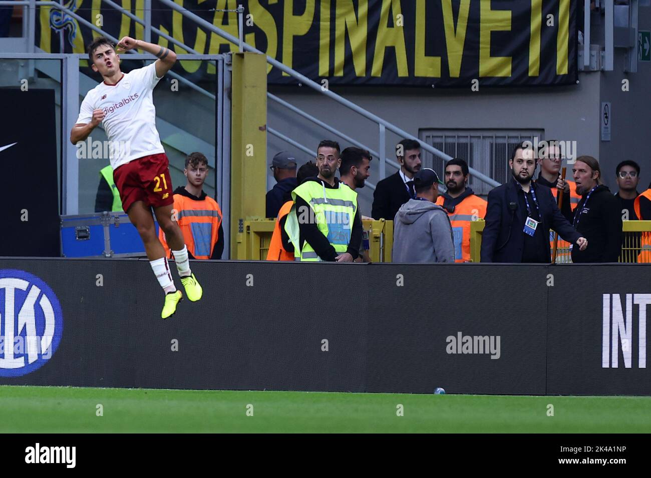 Paulo Dybala of As Roma celebrates after scoring his team's first goal ...