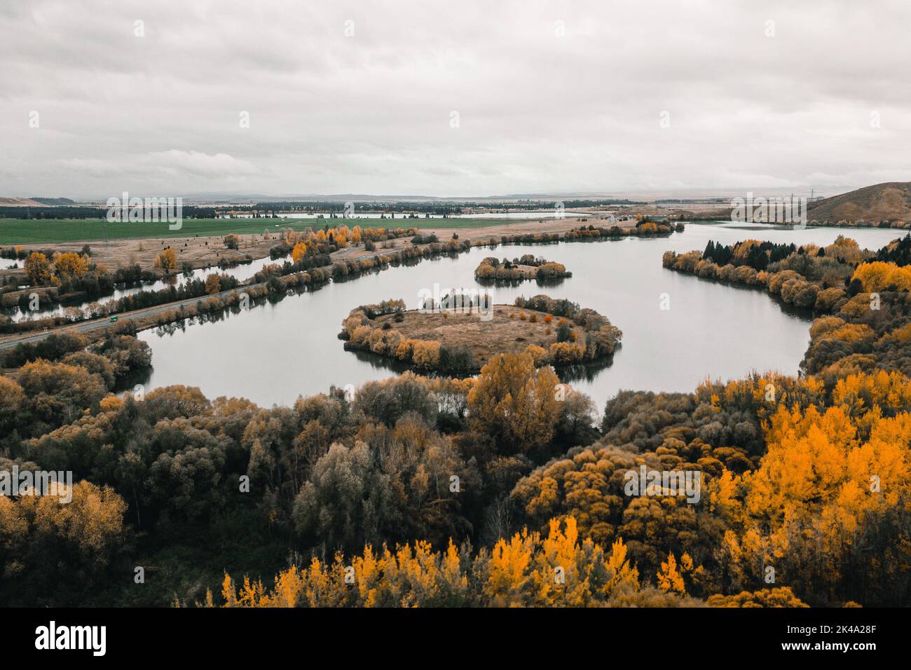 curious forms of nature forming round islands with trees in a small ...