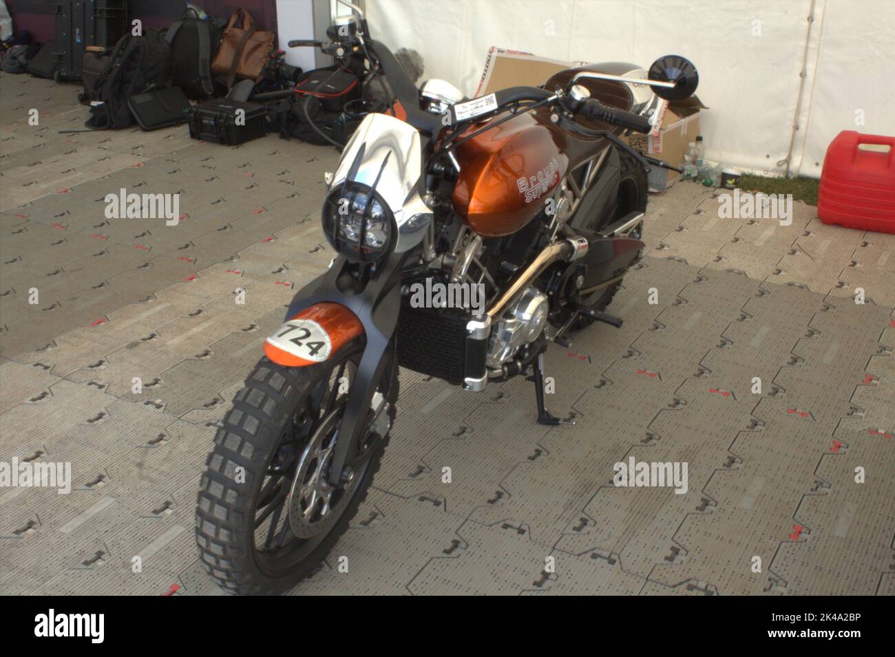 A muscle motorcycle on the Goodwood motor circuit festival Stock Photo ...