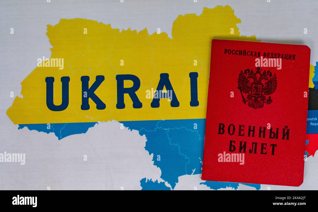 September 25, 2022, Moscow, Russia. Military ticket of a reserve ...