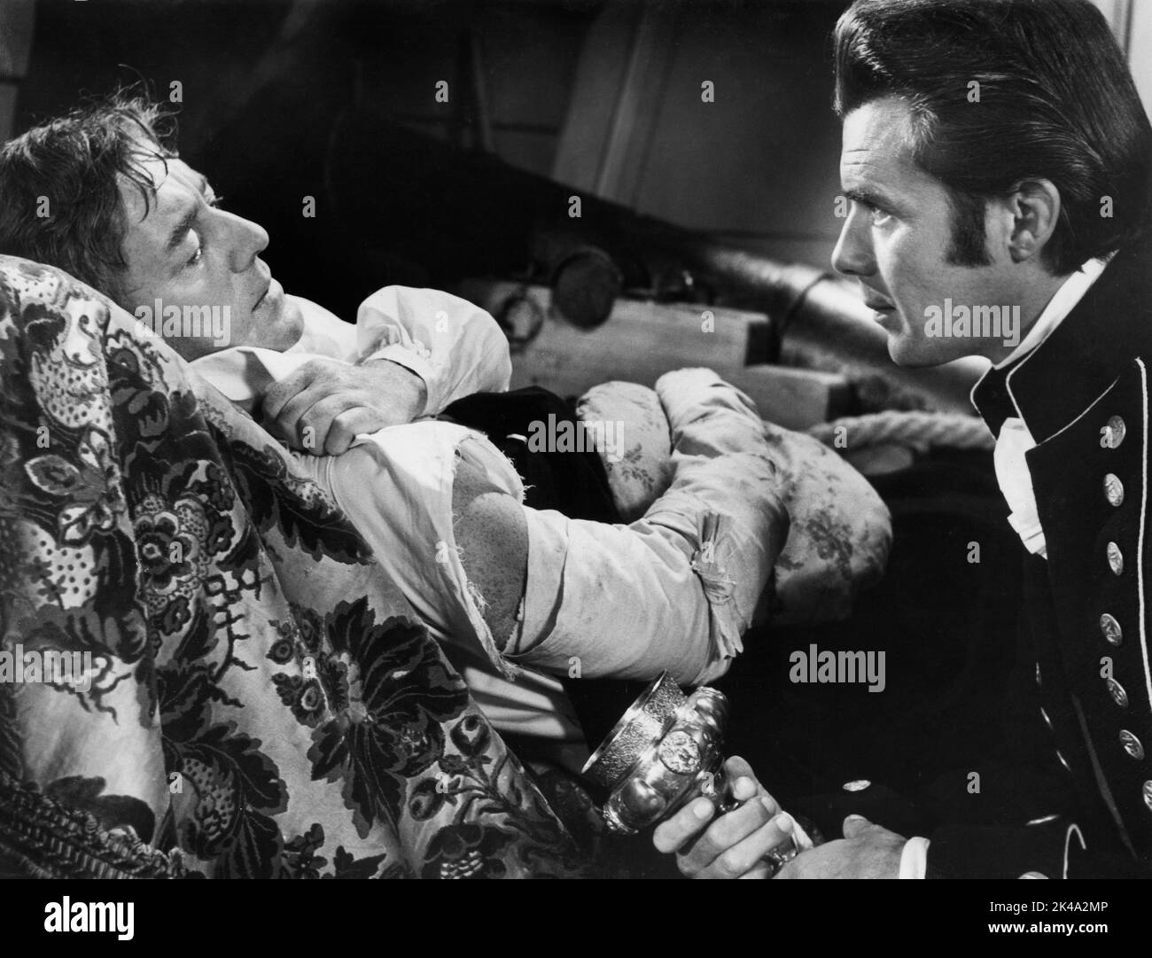 Alec Guinness, Dirk Bogarde, on-set of the British Film, "H.M.S ...