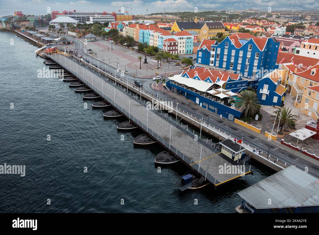 Willemstad, Curacao, Lesser Antilles. Queen Emma Bridge Open for Ship ...