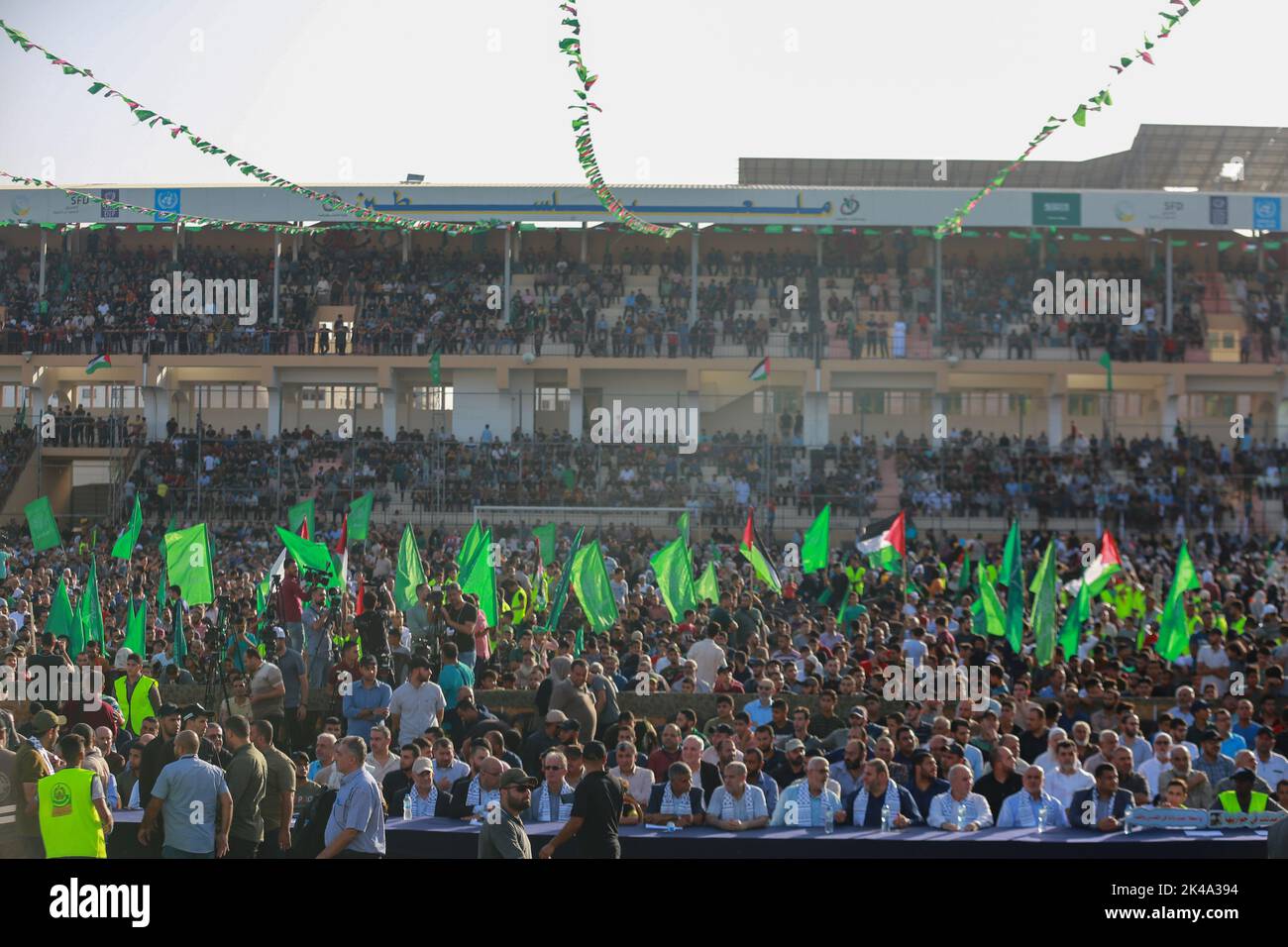 Gaza, Palestinian Territories. 01st Oct, 2022. People attend a rally in ...