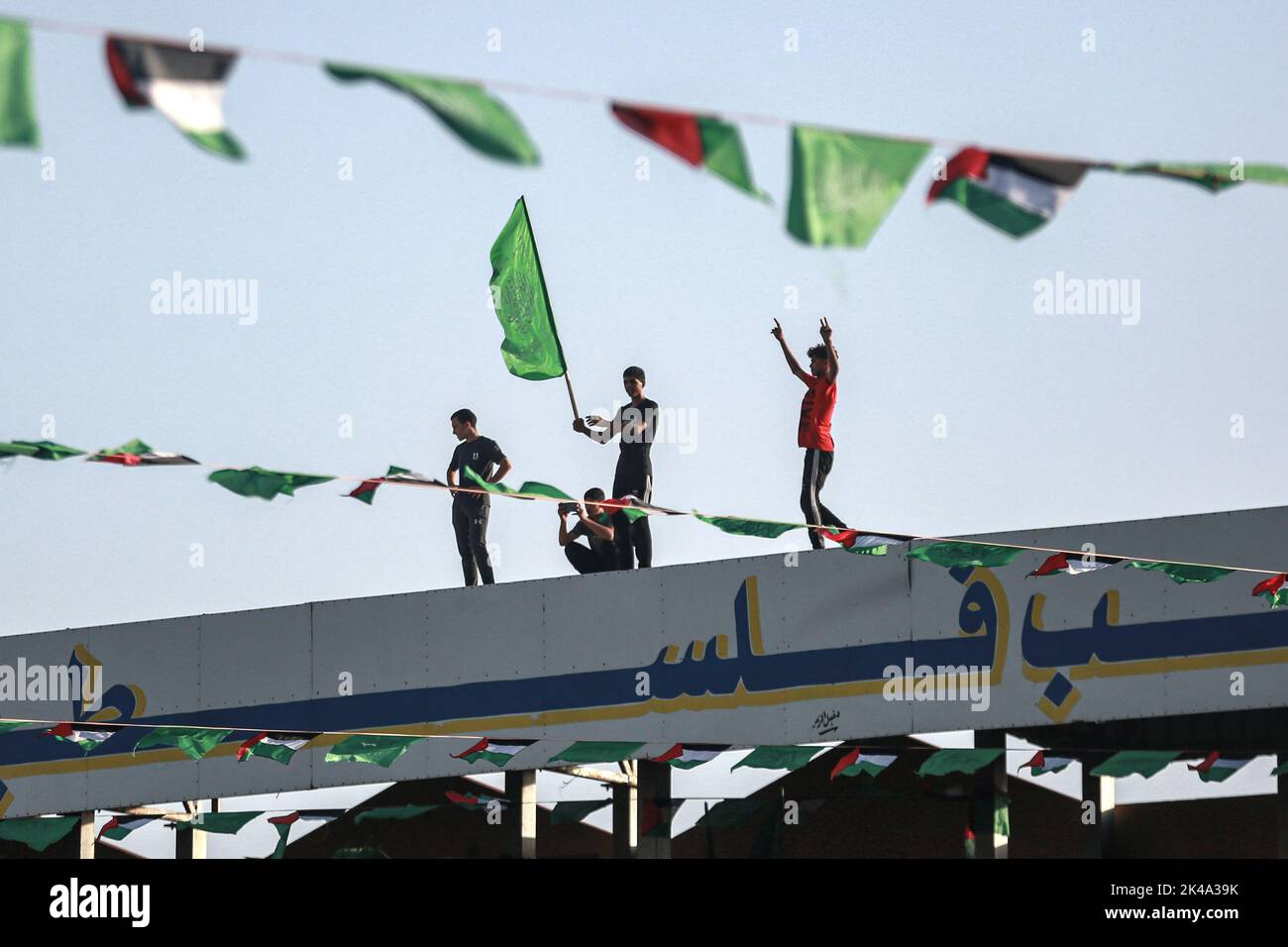 Gaza, Palestinian Territories. 01st Oct, 2022. People attend a rally in ...