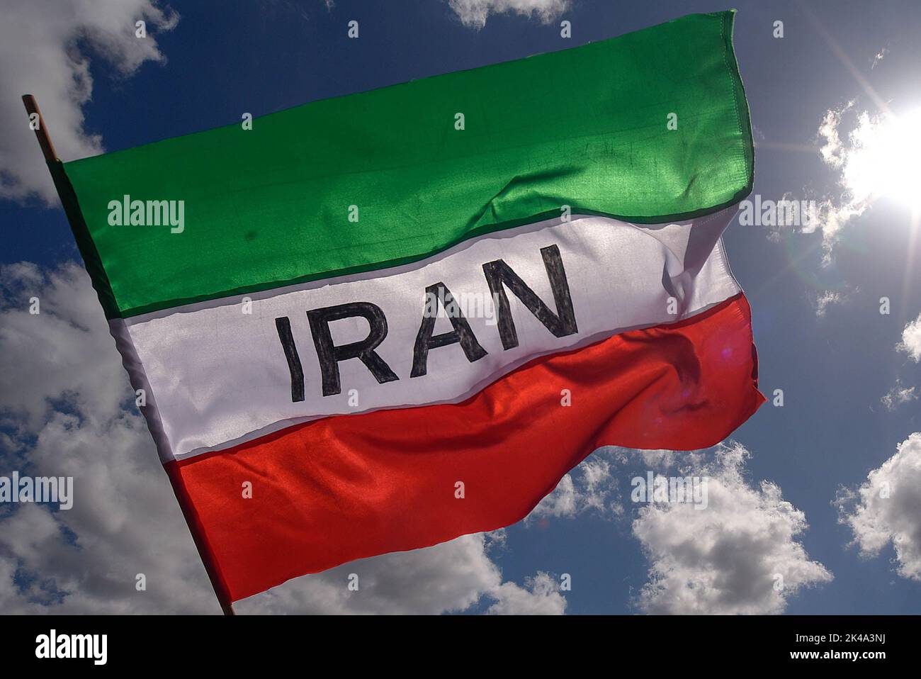 Rome, Italy. 01st Oct, 2022. Flag of Iran seen during the protest ...