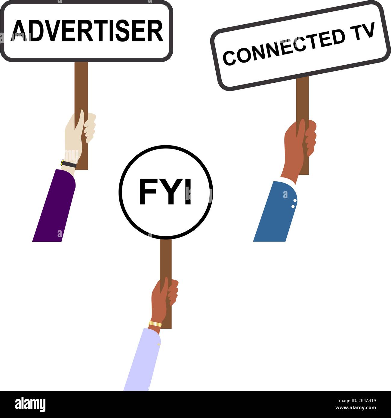 hand holding paddle with marketing texts illustration set collection ...