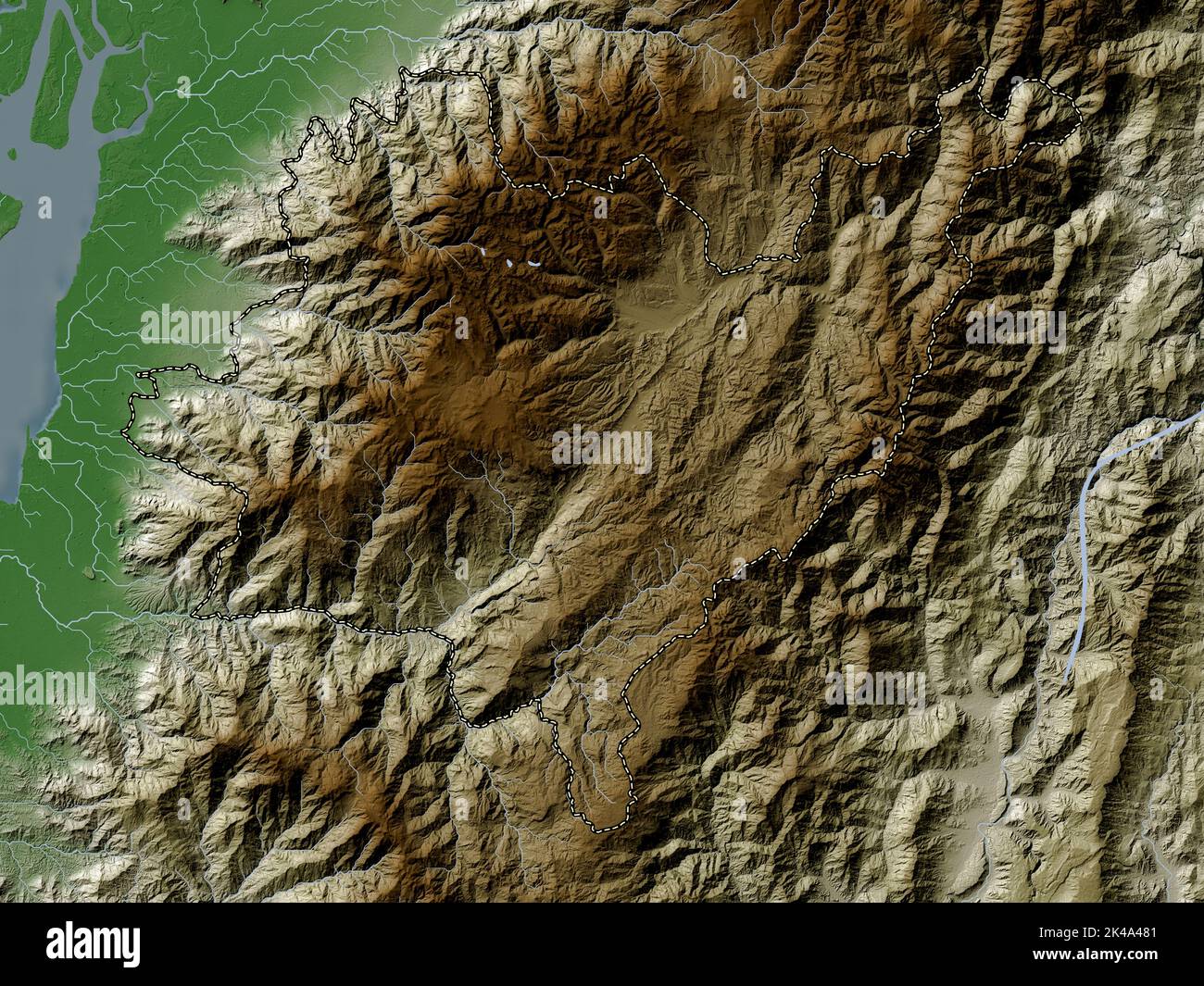Azuay, province of Ecuador. Elevation map colored in wiki style with ...