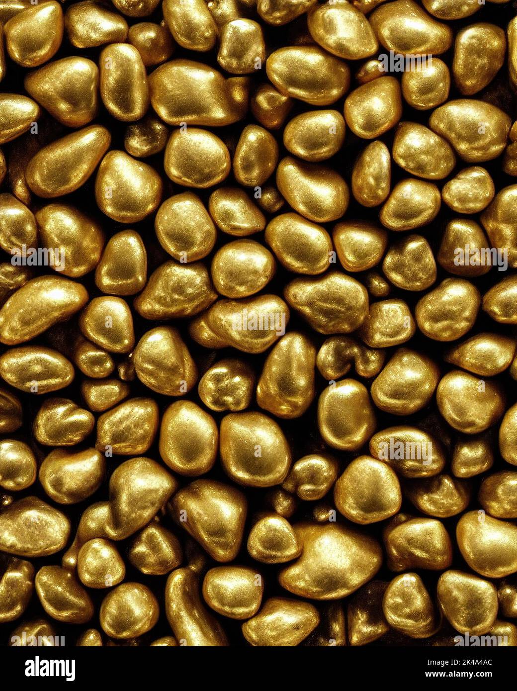 3D rendering ,lots of gold pebbles Stock Photo - Alamy