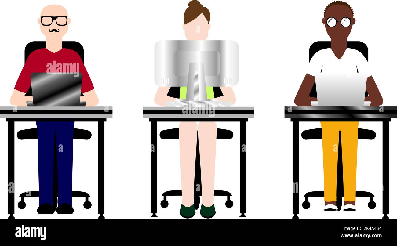 home office computer people illustration set pack. vector format Stock ...