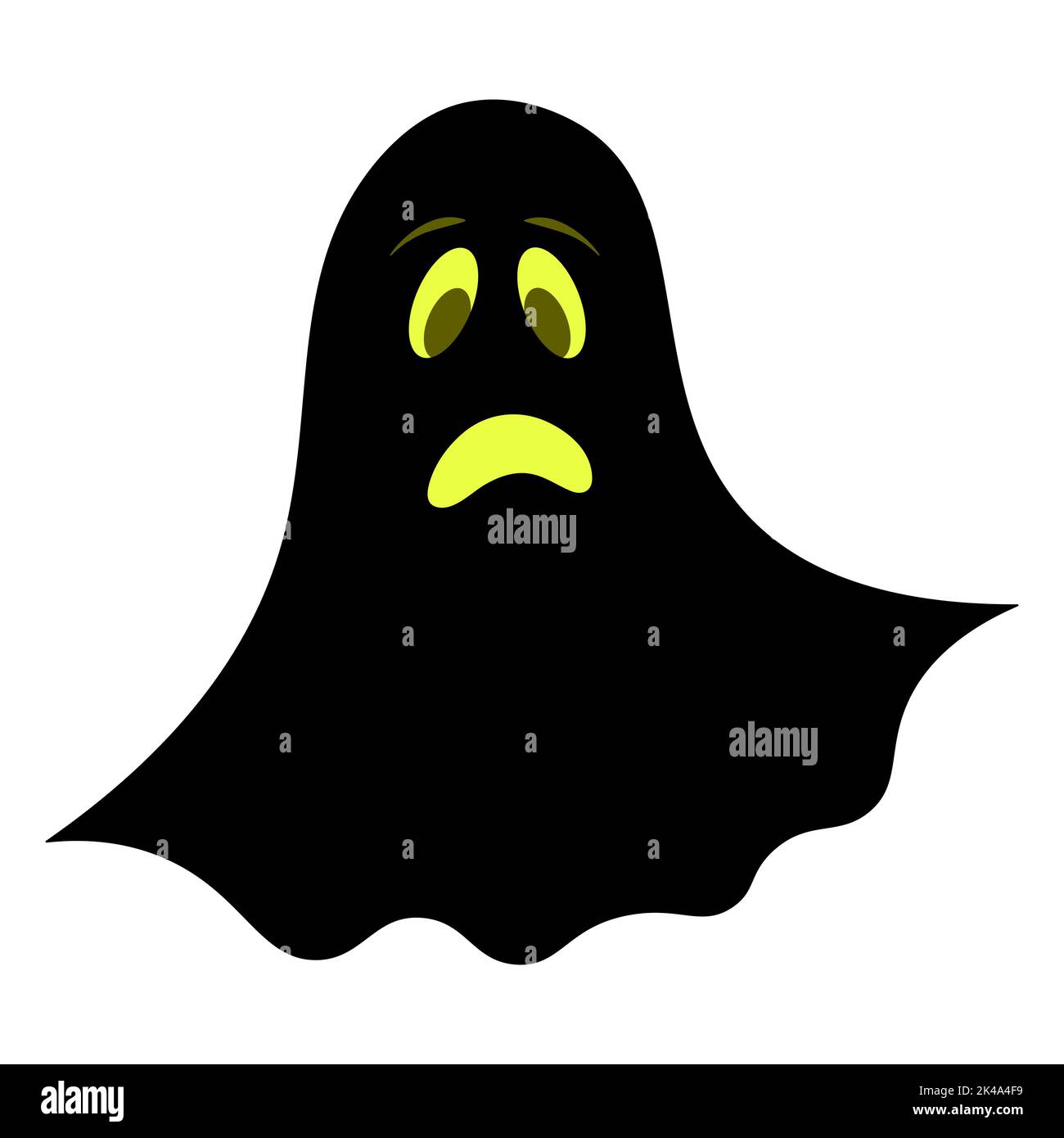 Ghost. Silhouette. Sad facial expression. Vector illustration. Isolated ...