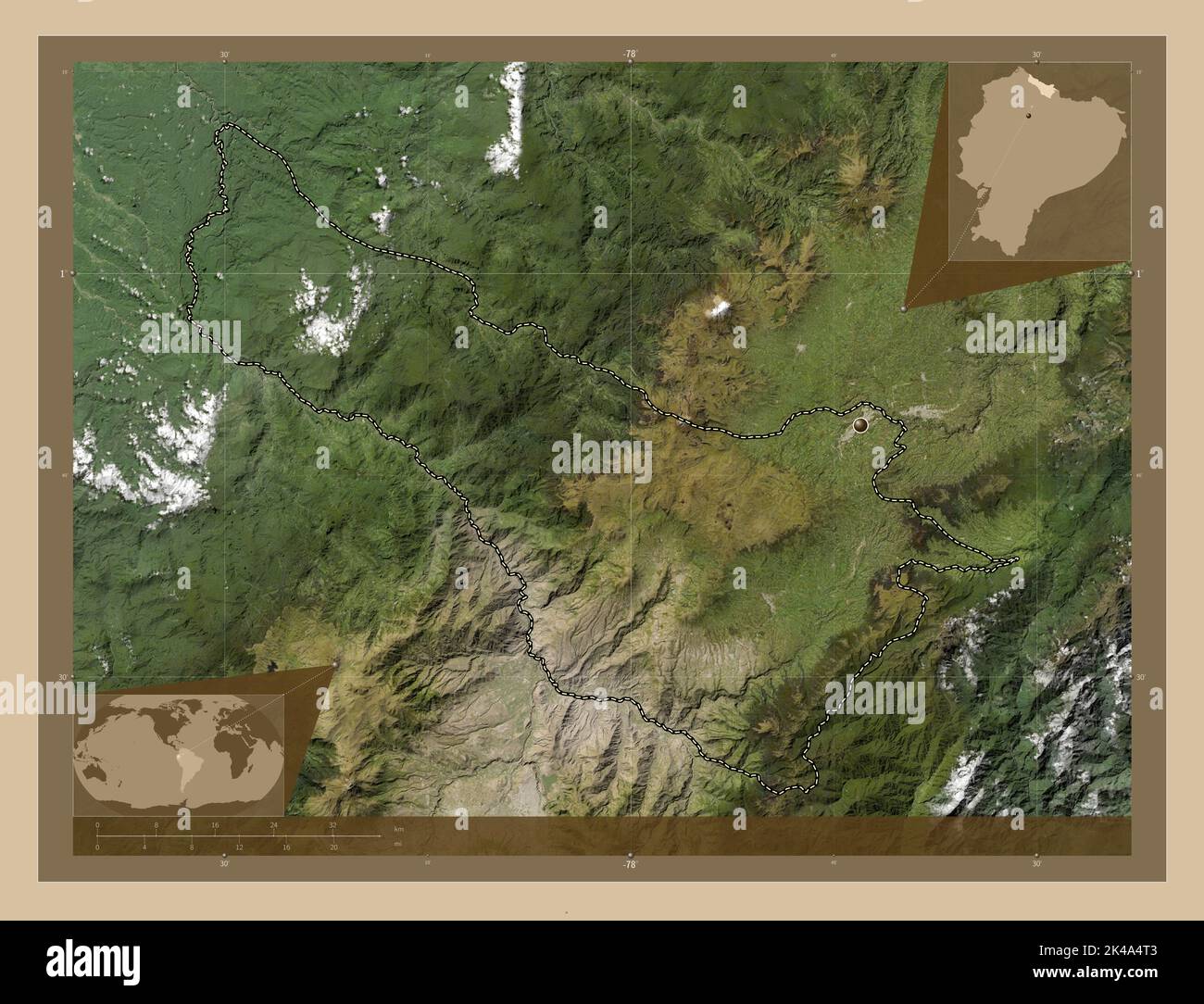 Carchi, province of Ecuador. Low resolution satellite map. Corner ...