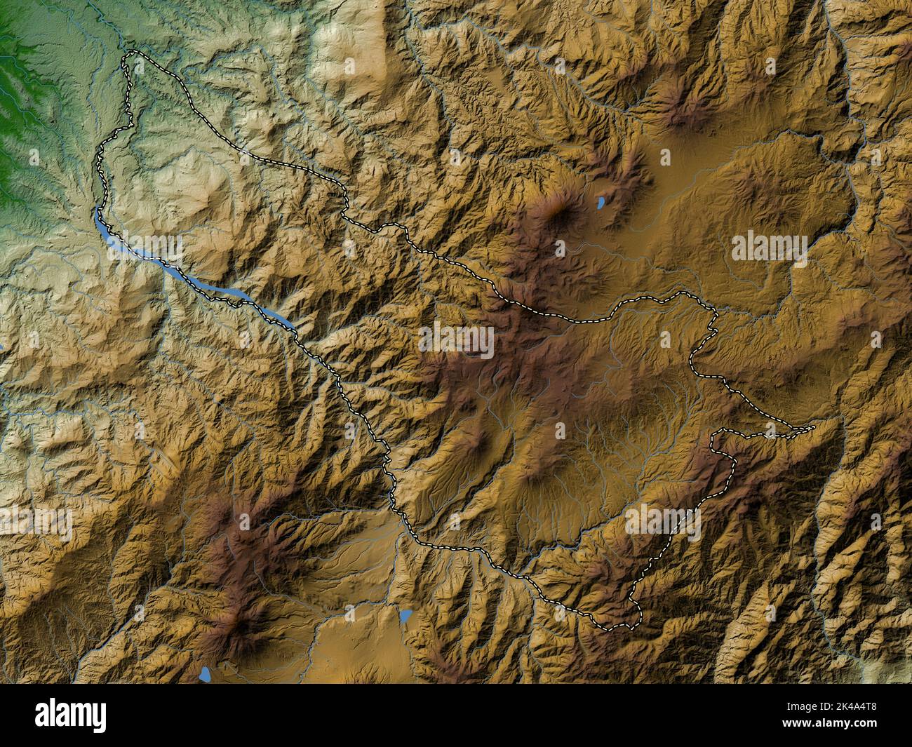 Carchi, province of Ecuador. Colored elevation map with lakes and ...