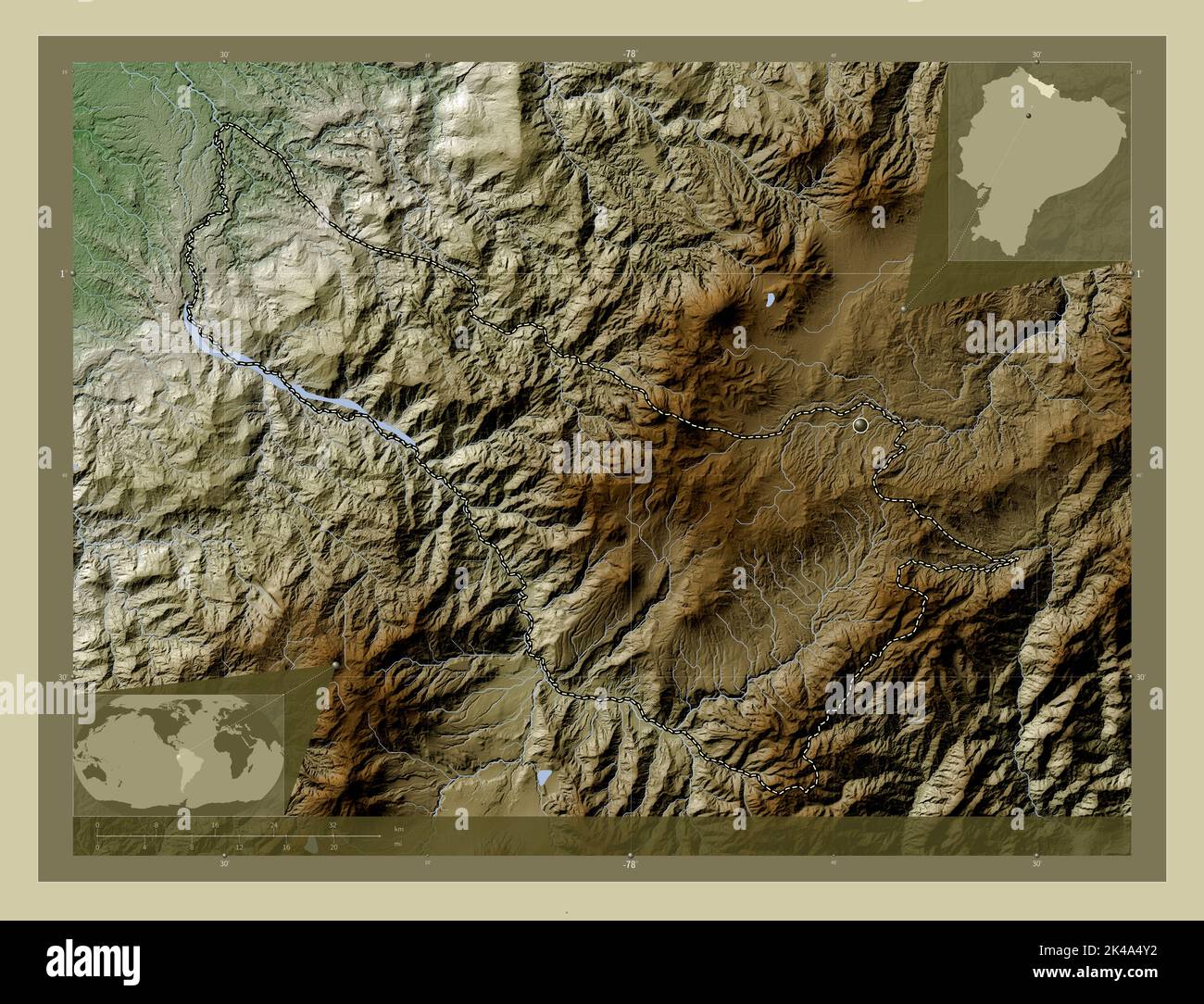 Carchi, province of Ecuador. Elevation map colored in wiki style with ...