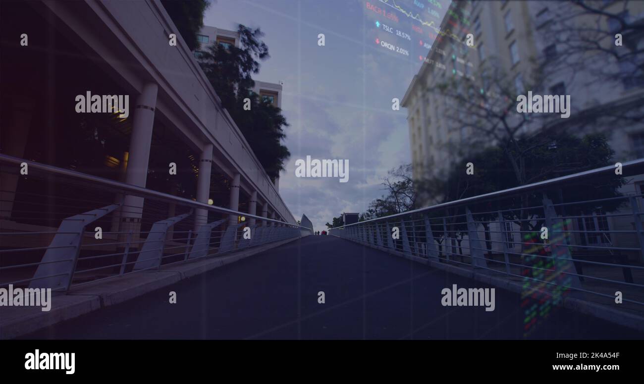 Composition of data processing over bridge Stock Photo - Alamy