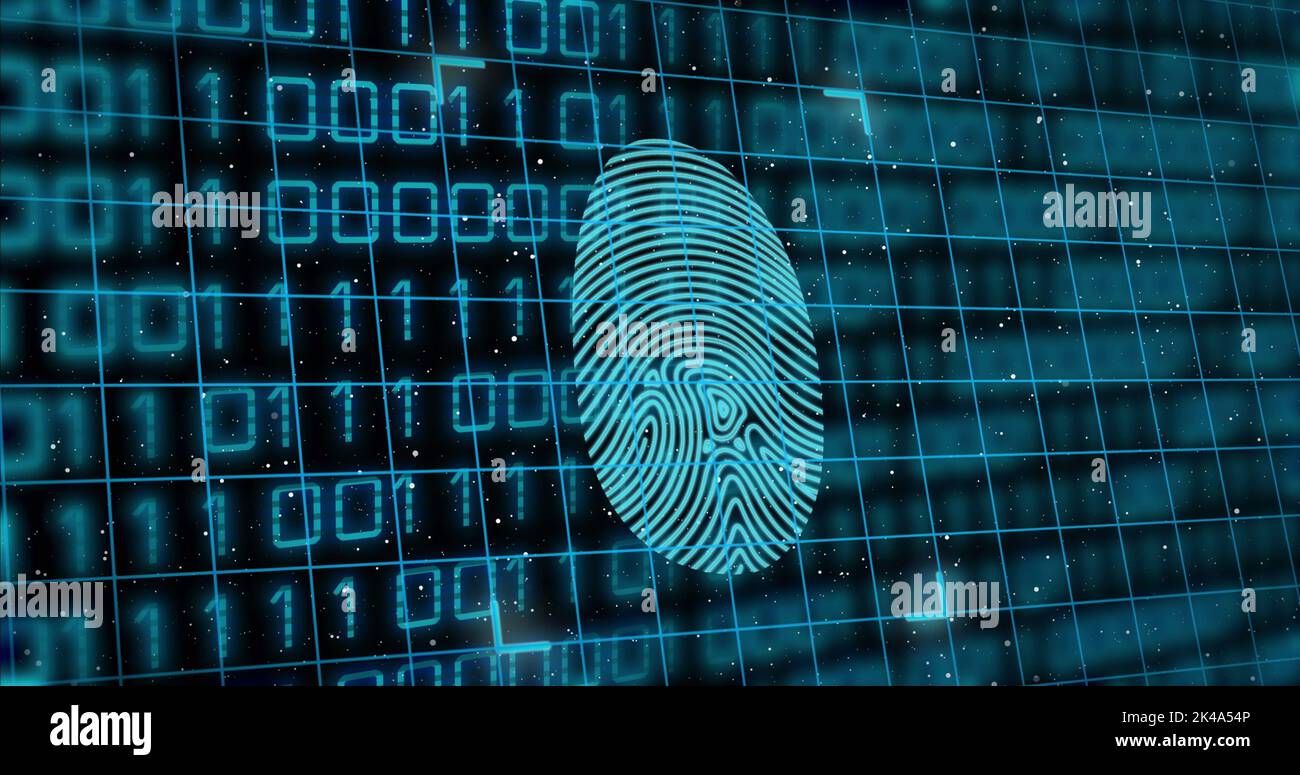 Composition of data processing over fingerprint Stock Photo - Alamy