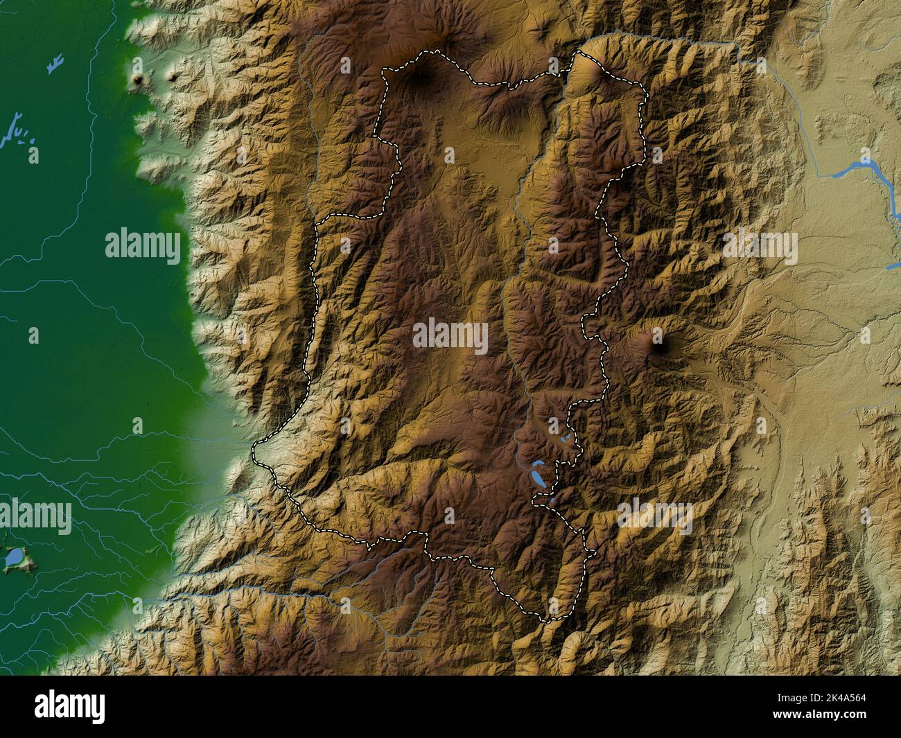 Chimborazo, province of Ecuador. Colored elevation map with lakes and ...