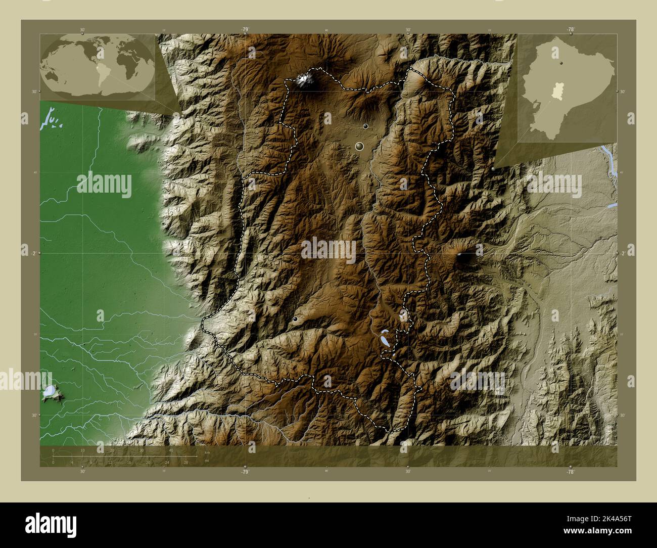 Chimborazo, province of Ecuador. Elevation map colored in wiki style ...