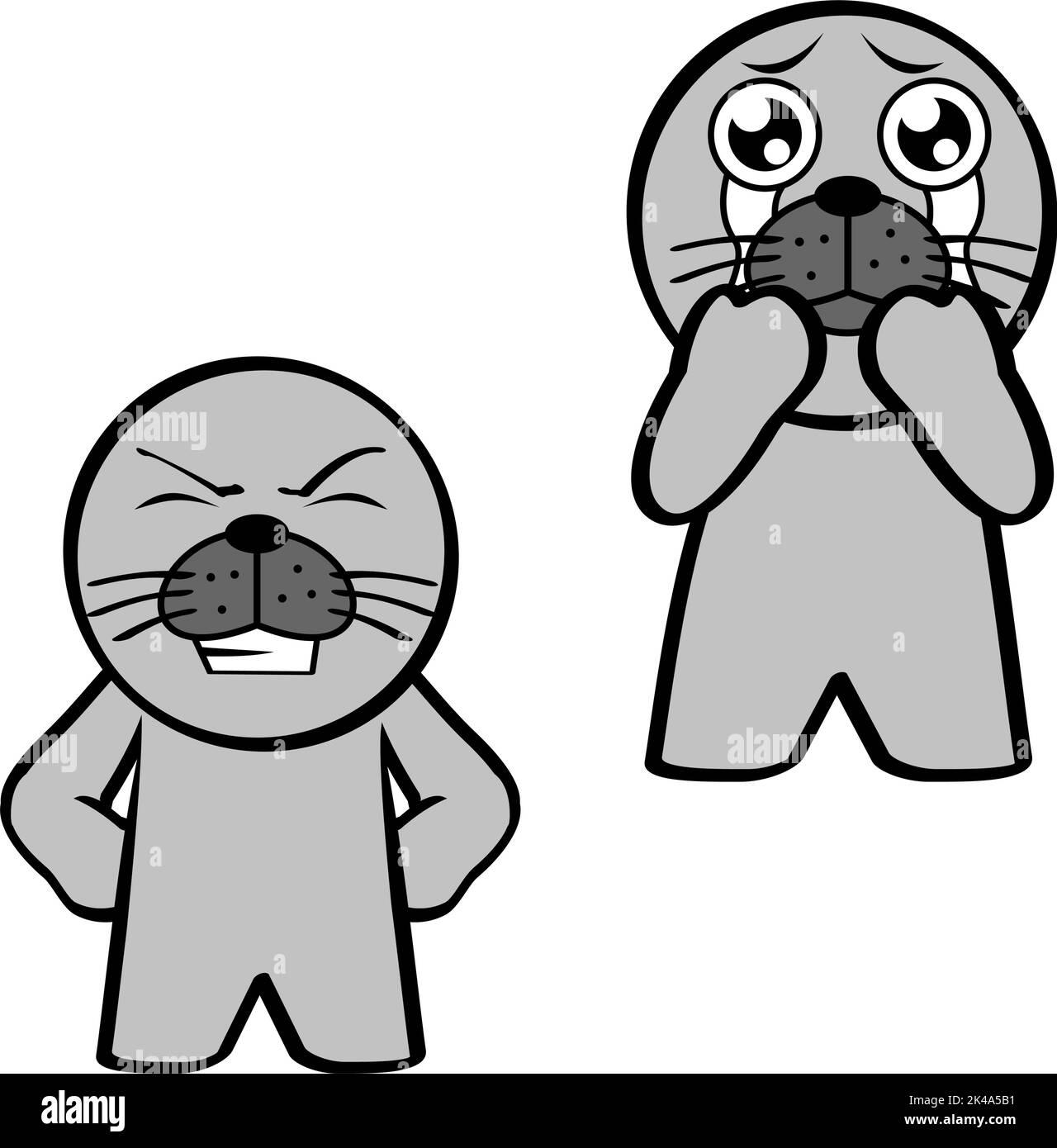 standing chibi seal kid character cartoon expressions set collection in ...
