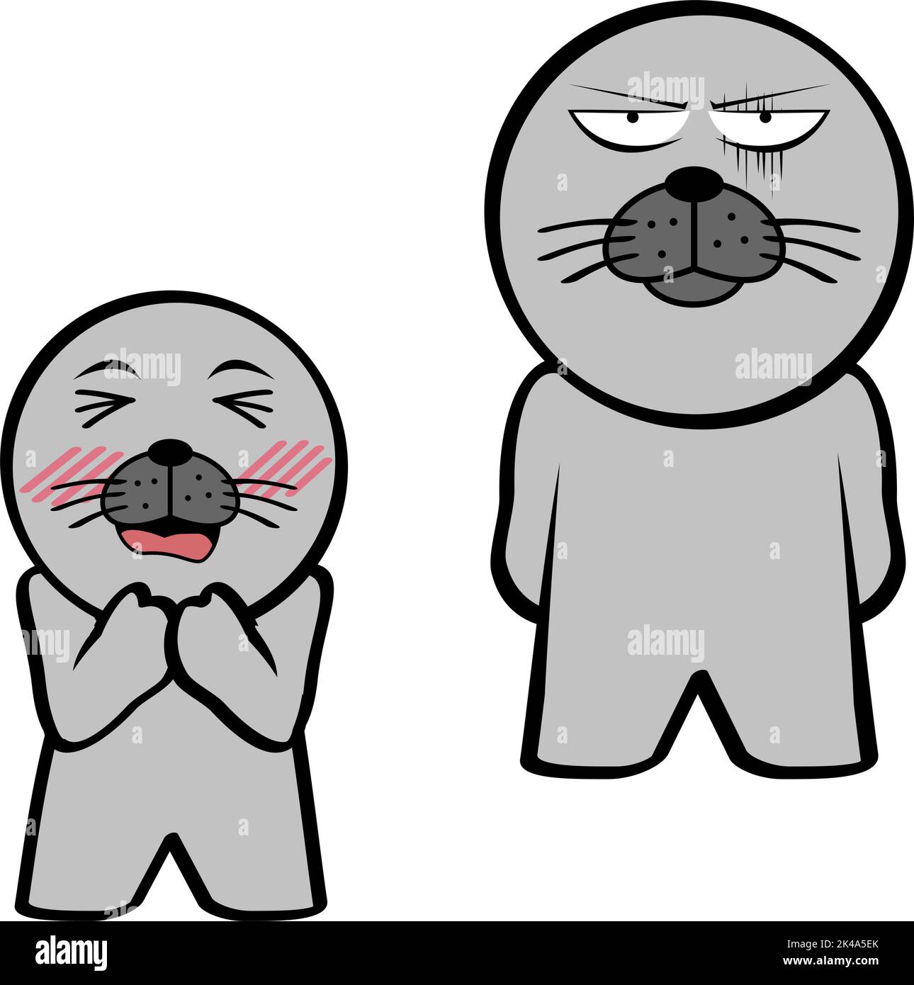 standing chibi seal kid character cartoon expressions set collection in ...
