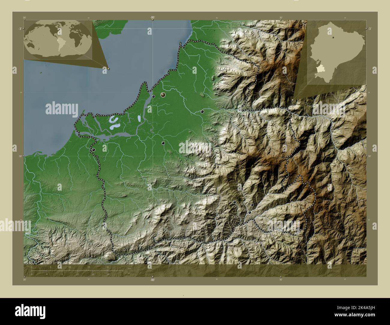 El Oro, province of Ecuador. Elevation map colored in wiki style with ...