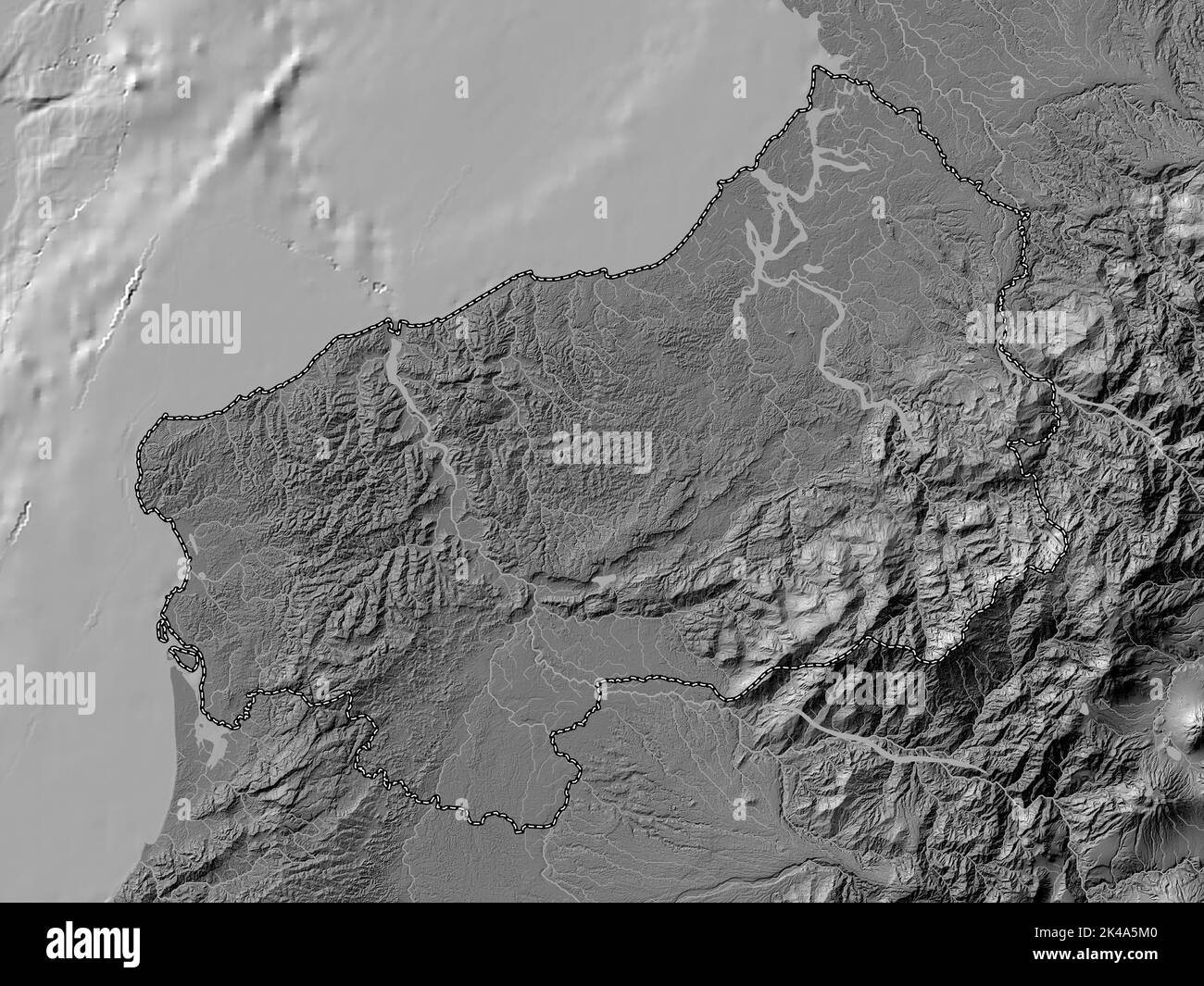 Esmeraldas, province of Ecuador. Bilevel elevation map with lakes and ...