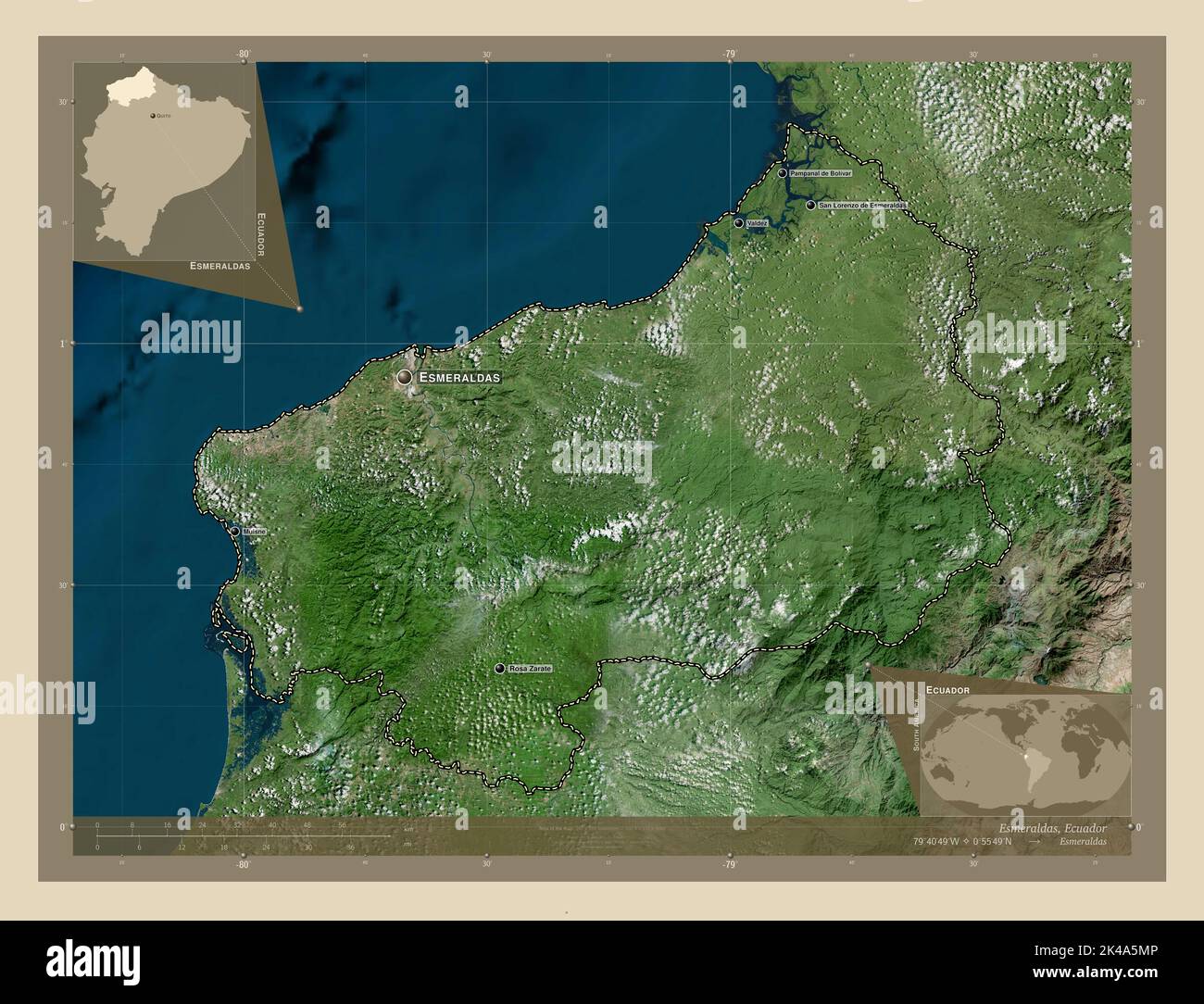 Esmeraldas, province of Ecuador. High resolution satellite map ...
