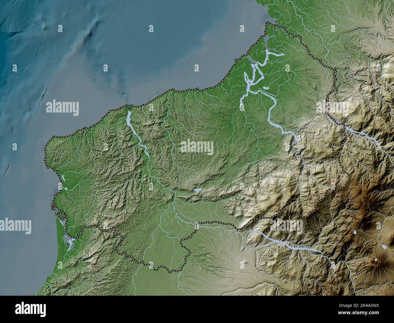 Esmeraldas, province of Ecuador. Elevation map colored in wiki style ...