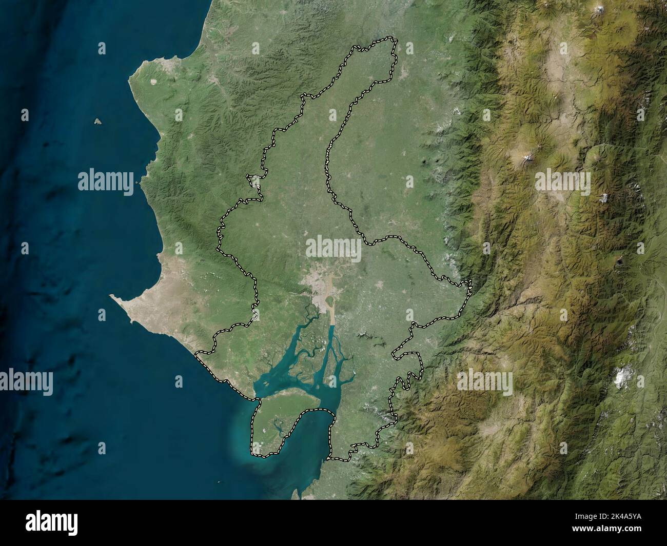 Guayas, province of Ecuador. Low resolution satellite map Stock Photo ...